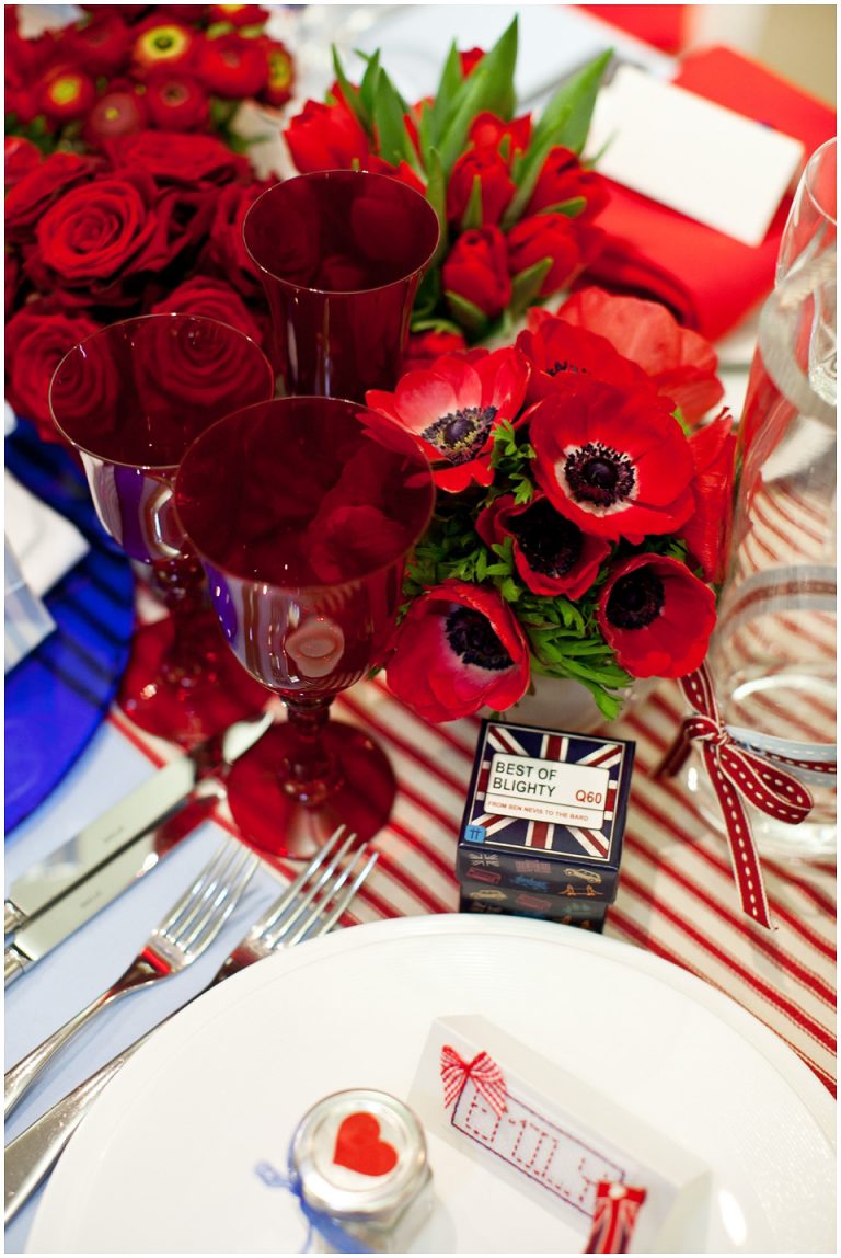 Wedding Decorations for a British Themed party or wedding reception
